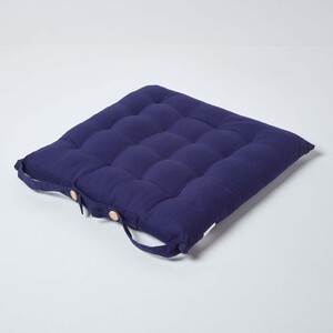 Solid Cotton Seat Pad with Button Straps