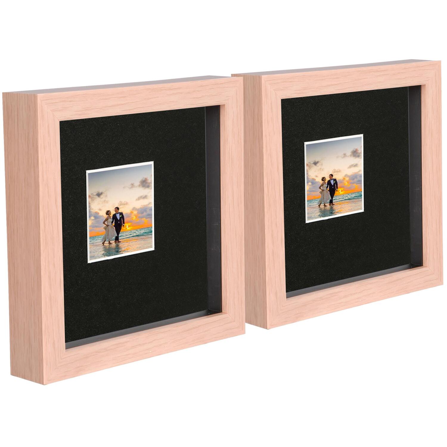 6" x 6" 3D Box Photo Frames - 2" x 2" Mount - Pack of 2