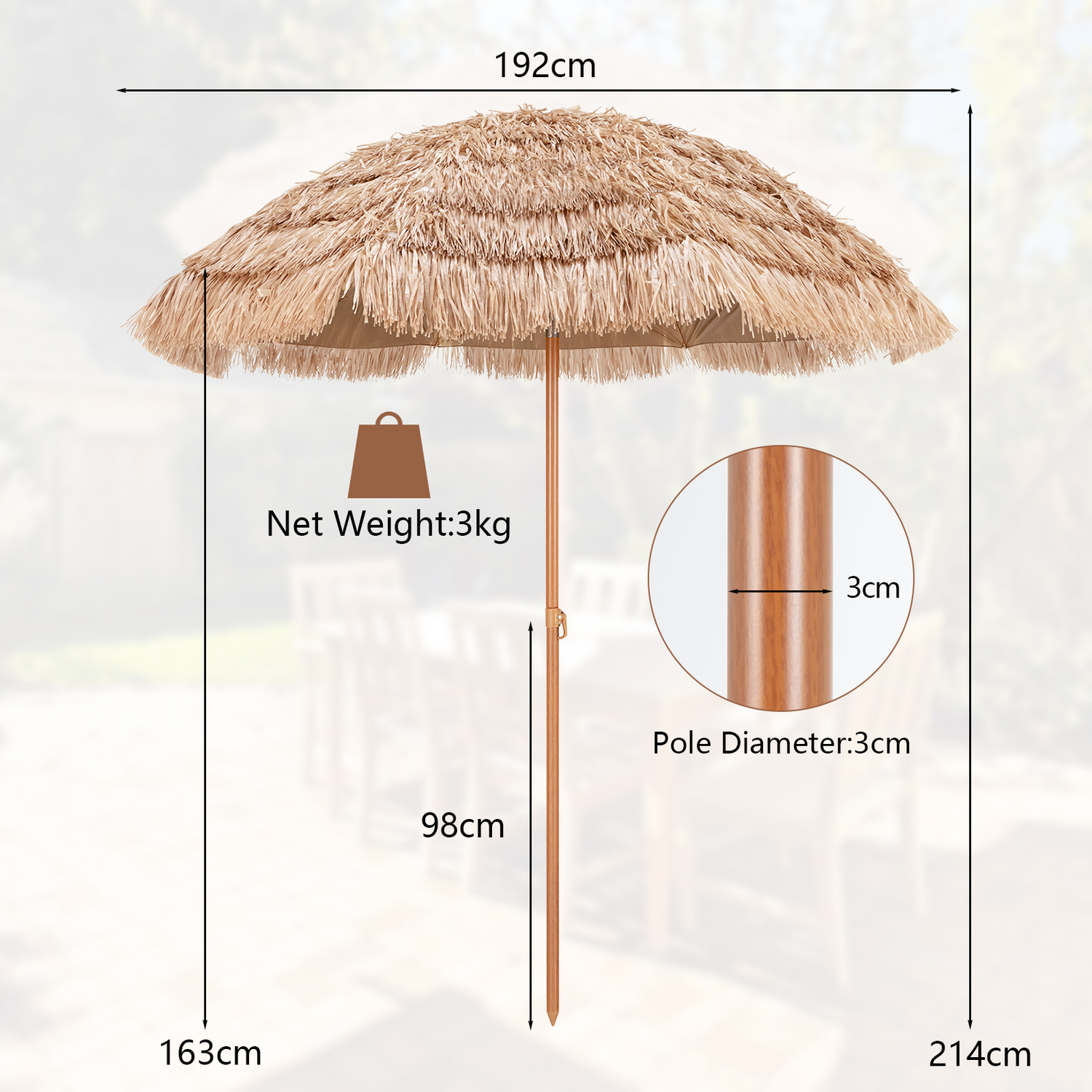 Thatched Tiki Patio Parasol