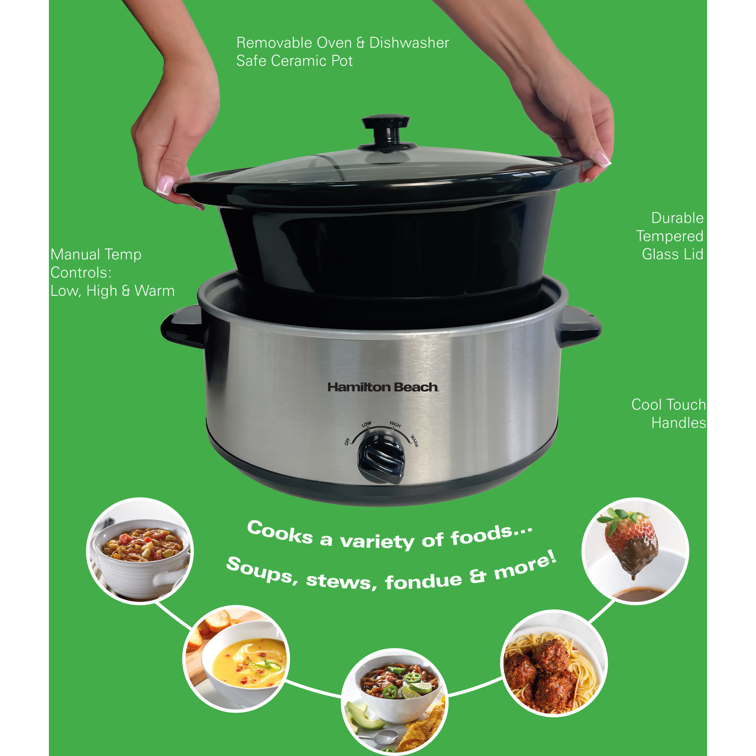 Hamilton Beach 6.5L Silver Slow Cooker