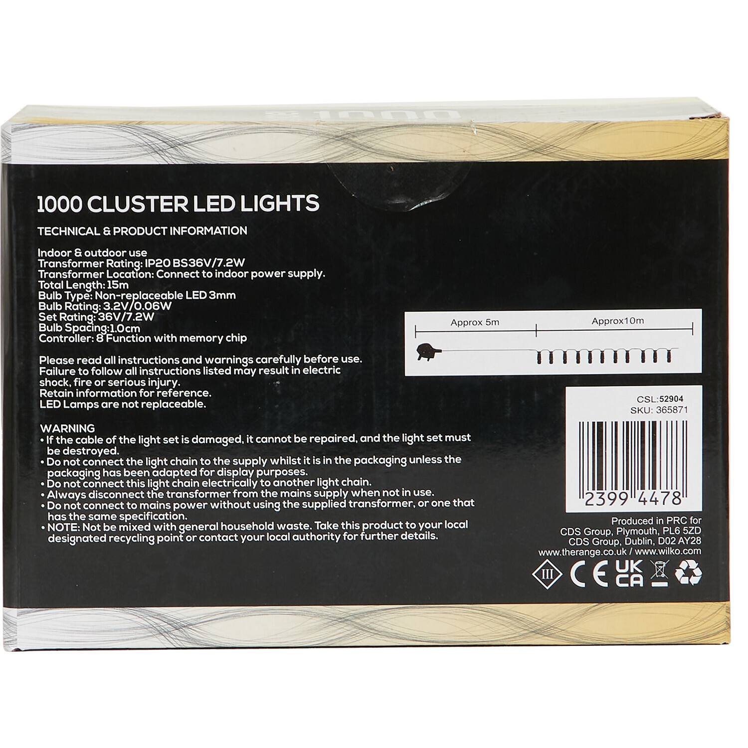 1000 Cluster LED Lights Mixed White