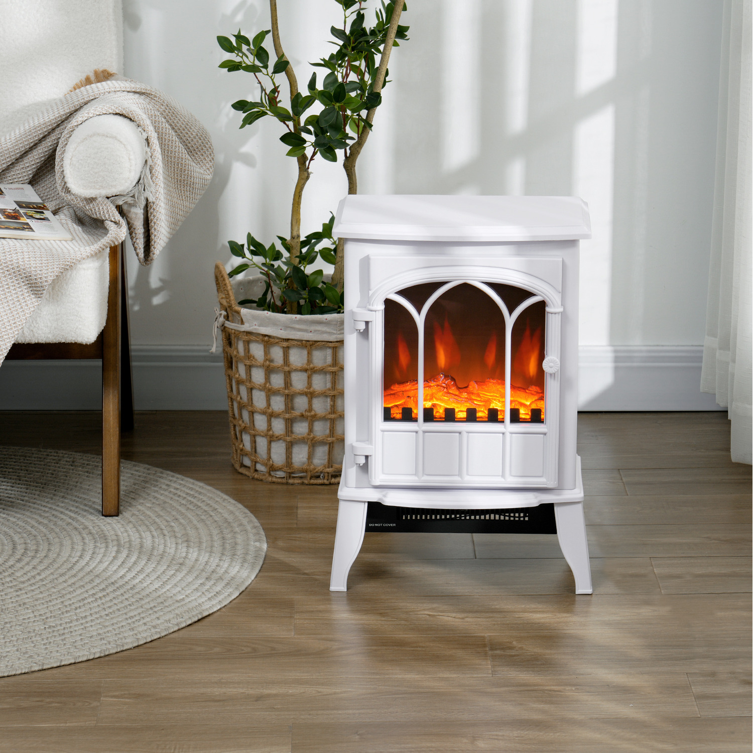 Freestanding Electric Fireplace Heater Black Stove with LED Flame Effect