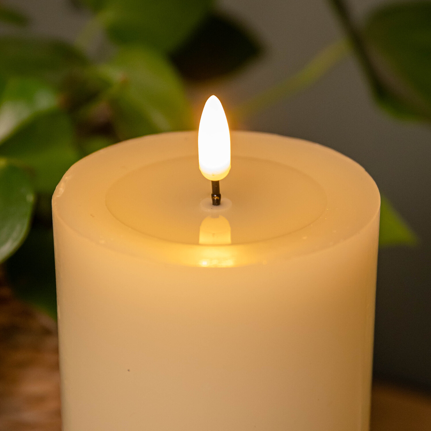 Cream Wax Melted Pool Effect Candle with Timer Function