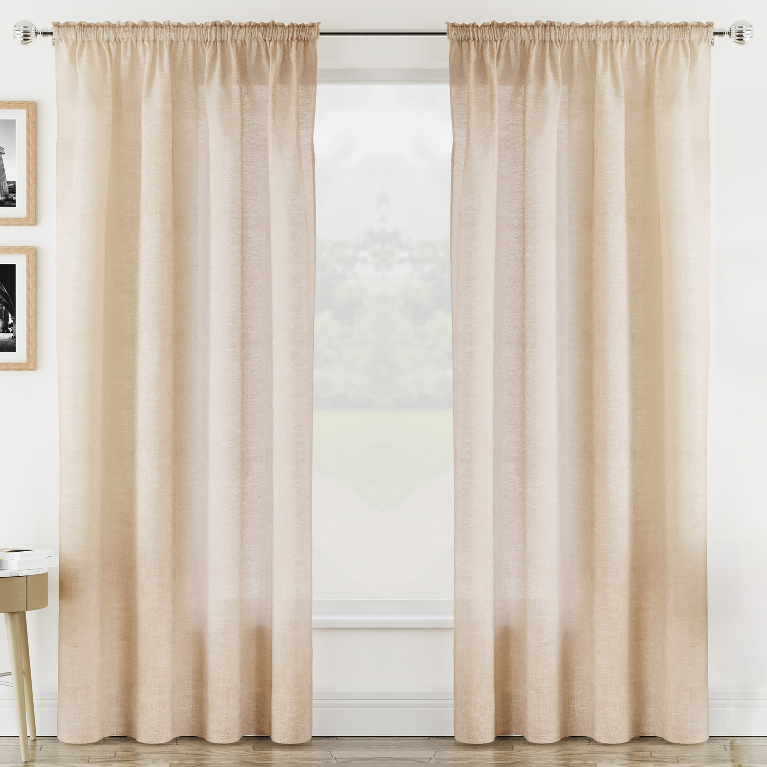 Rhodes Linen-Look Plain Sheer Voile Panels - Pair