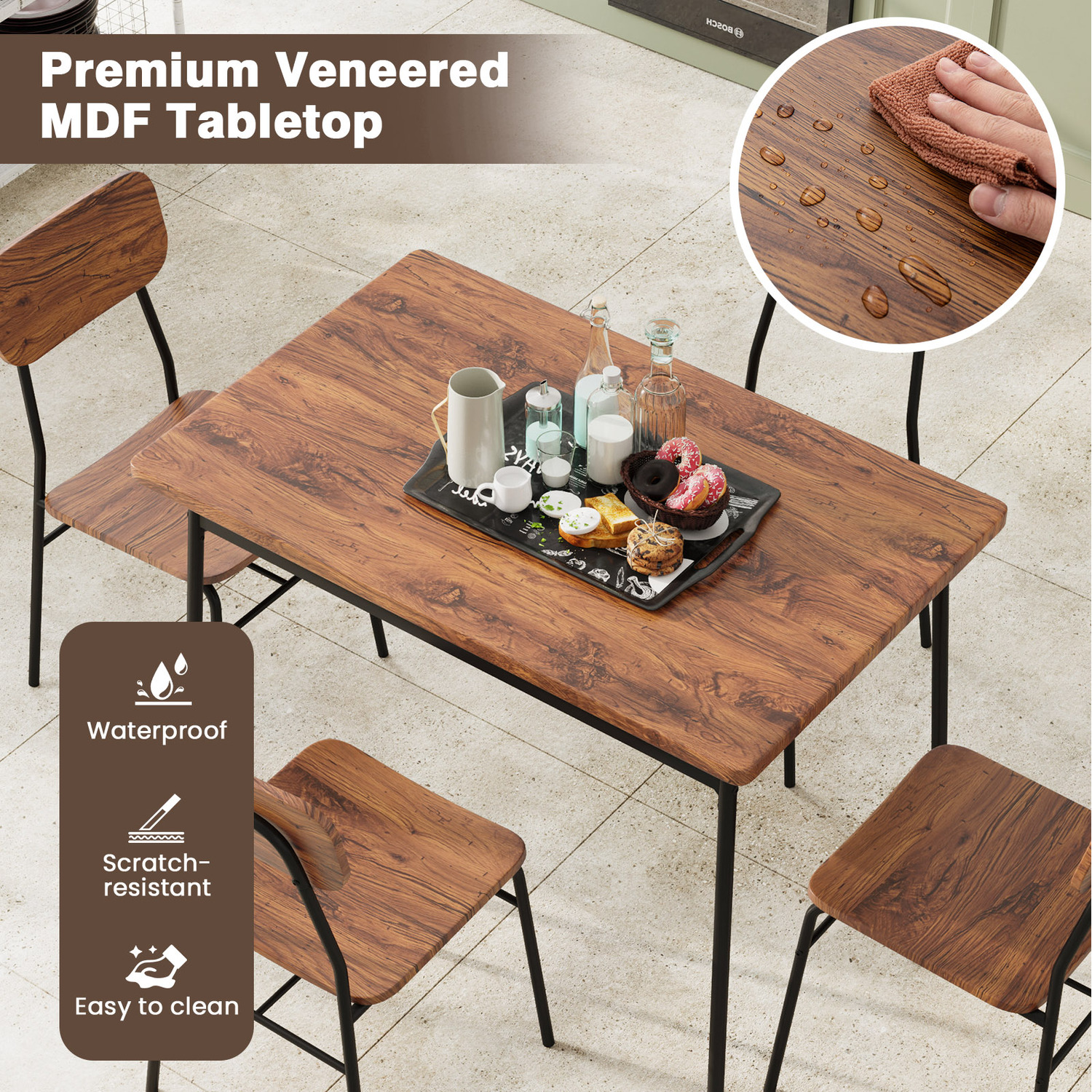 5-Piece Rectangular Table Chair Set