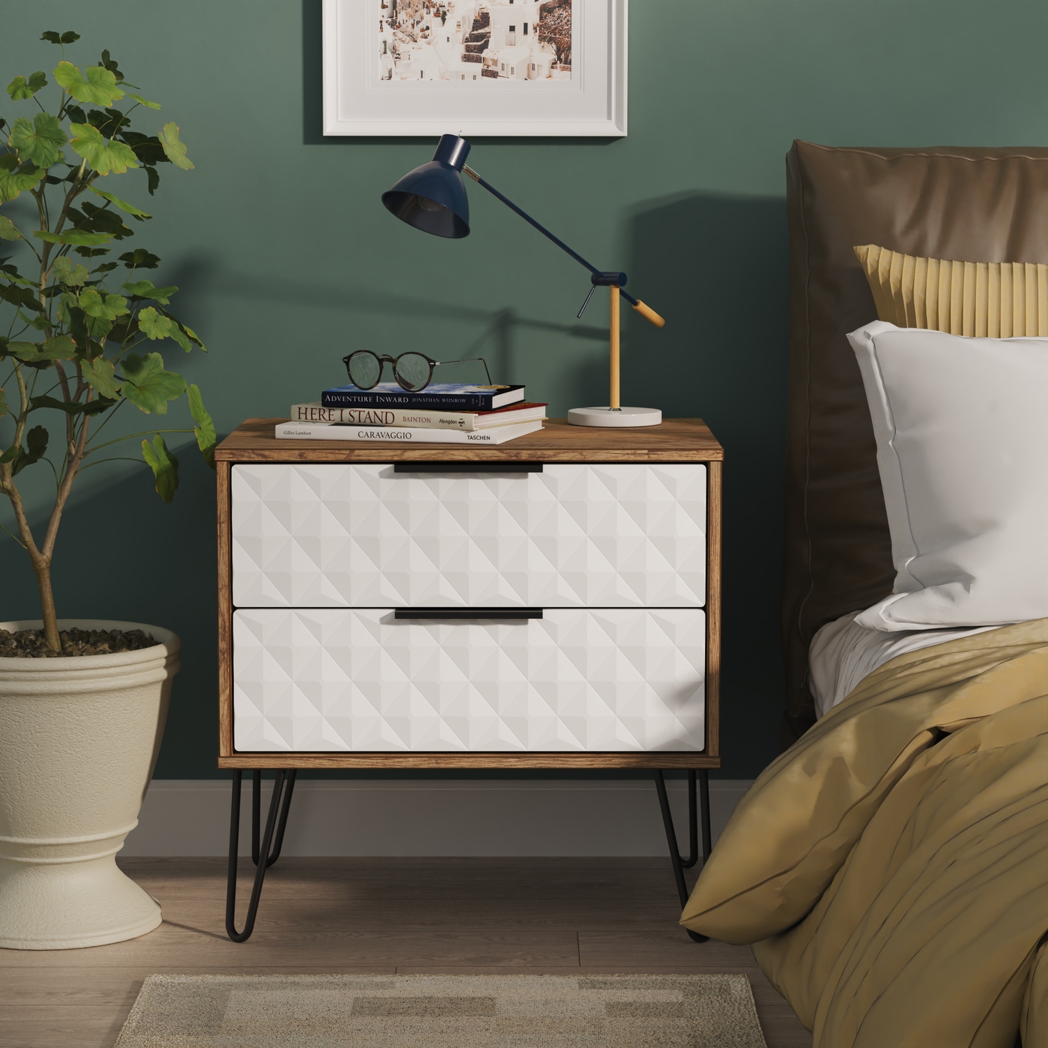 Harlequin Ready Assembled 2 Drawer Side Table