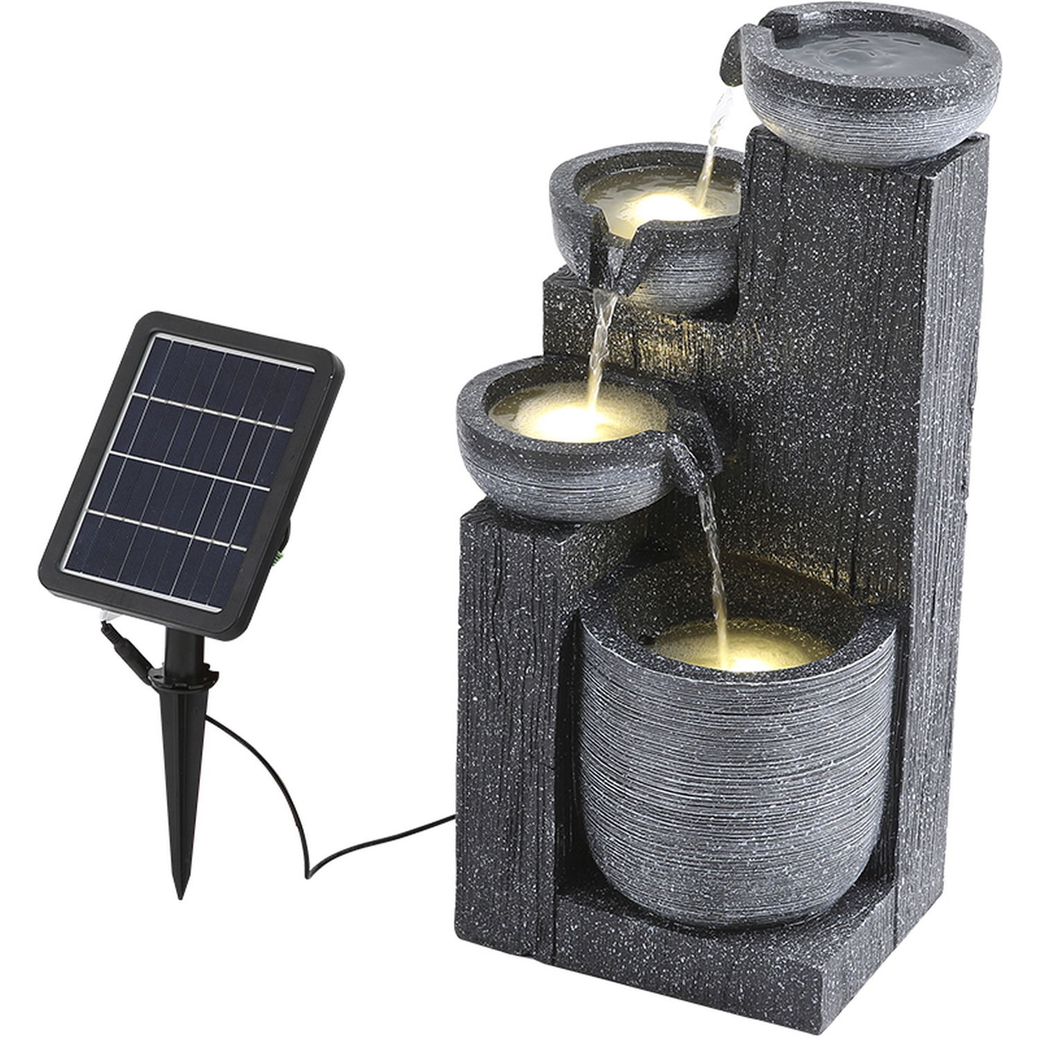 Solar Powered Multi Tiered Garden Water Feature