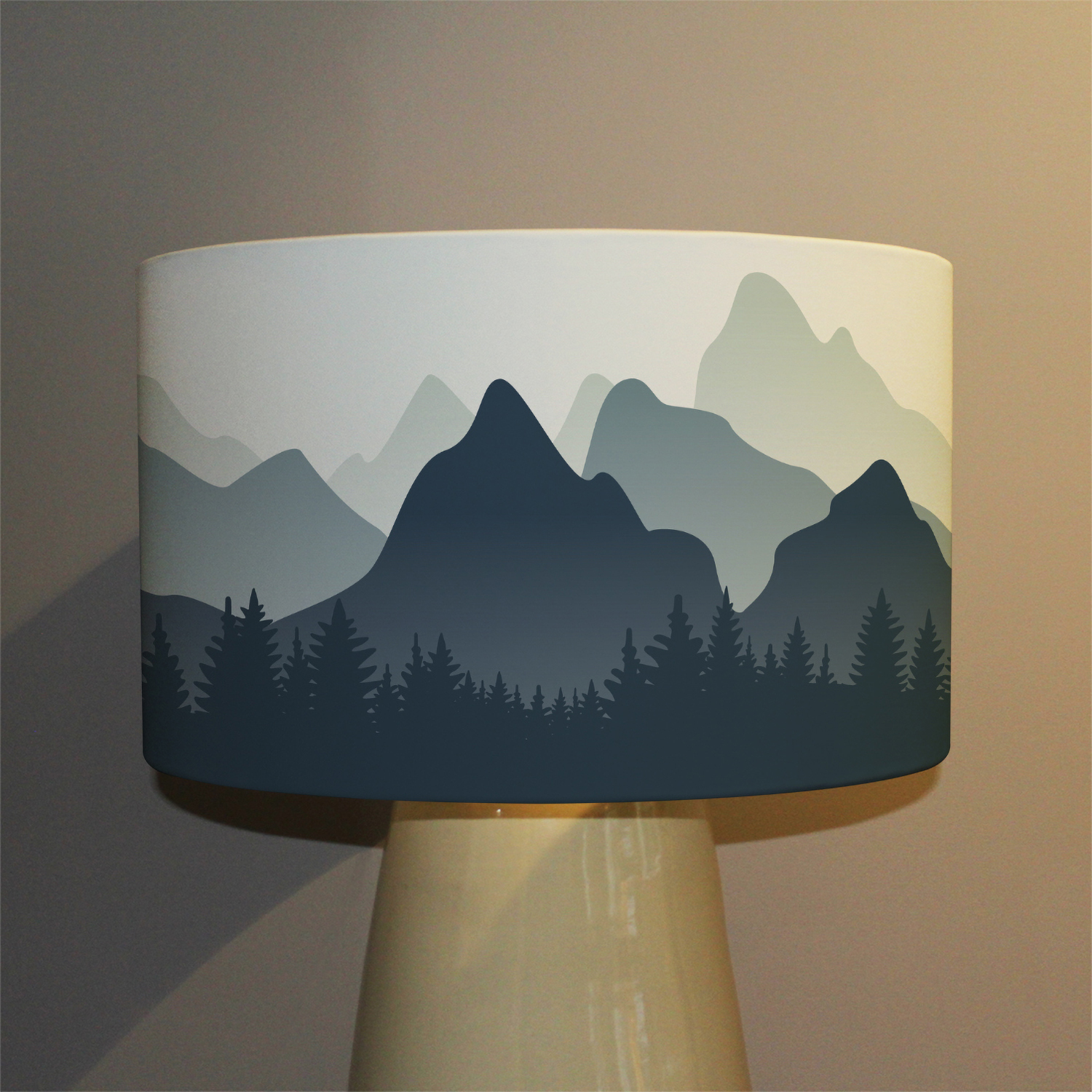 Mountain Landscape Illustration Designer Lamp Ceiling Stylish Shade