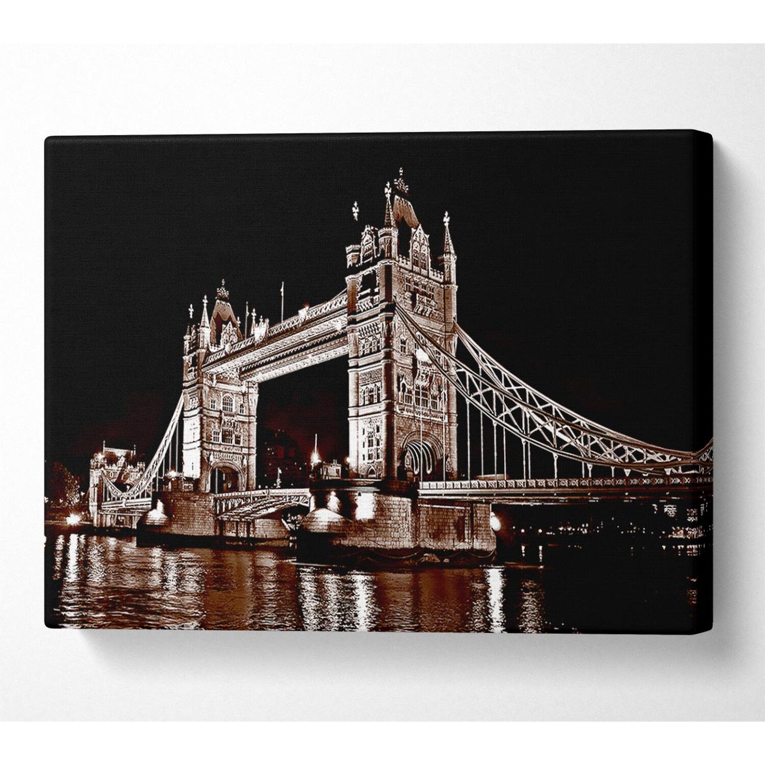 London Tower Bridge Retro Sepia Canvas Print Wall Art