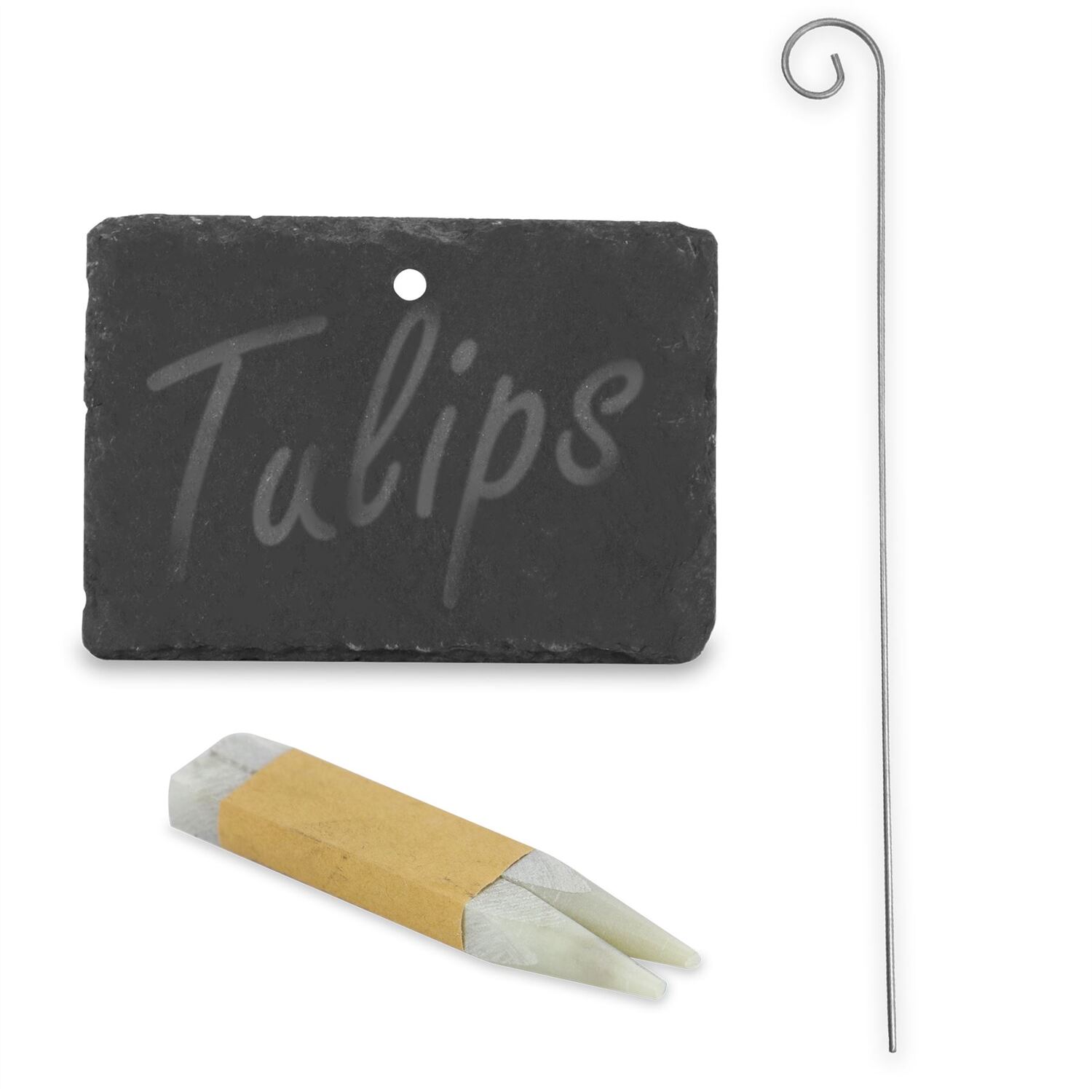 Set of 10 Slate Plant Labels and Chalk
