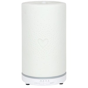White Ceramic Heart Aroma Diffuser - Humidifier, Relaxing Scents