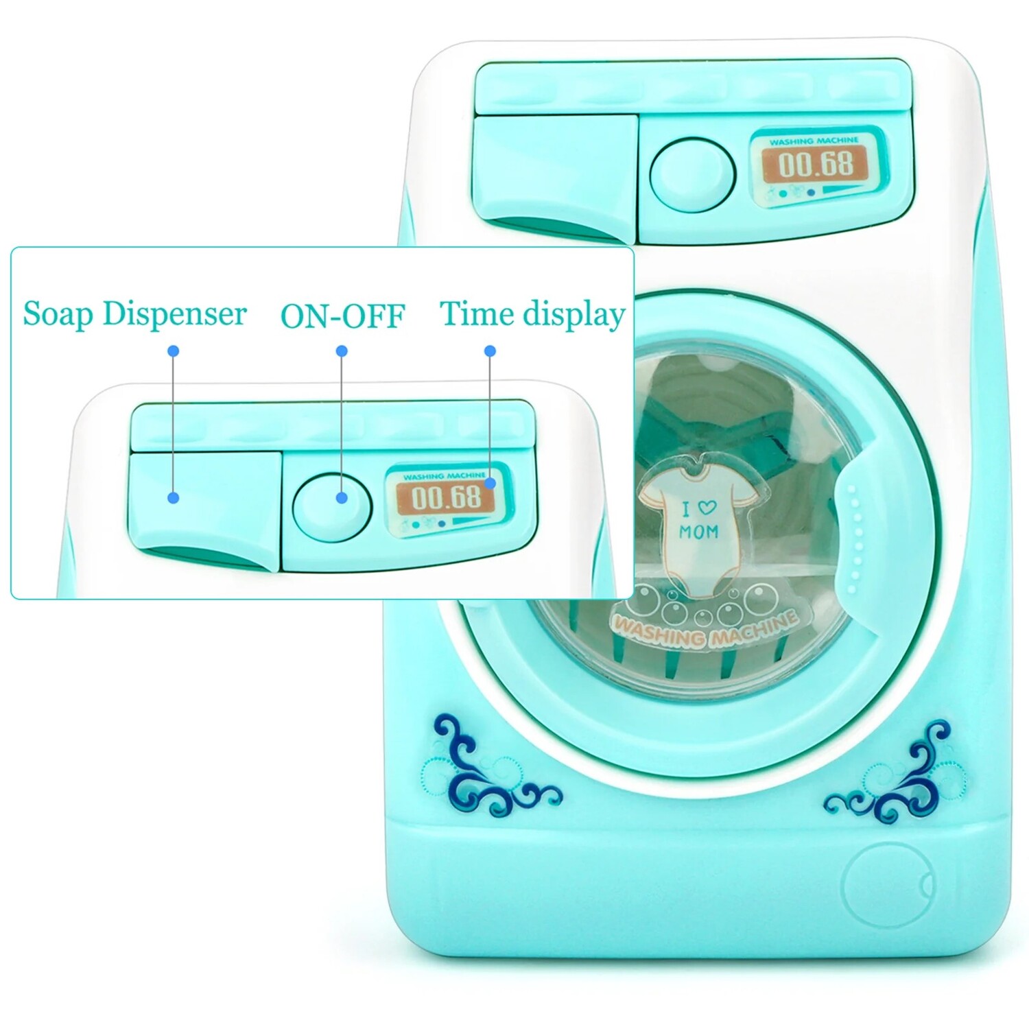 Mini electric washing machine with realistic sounds and lights