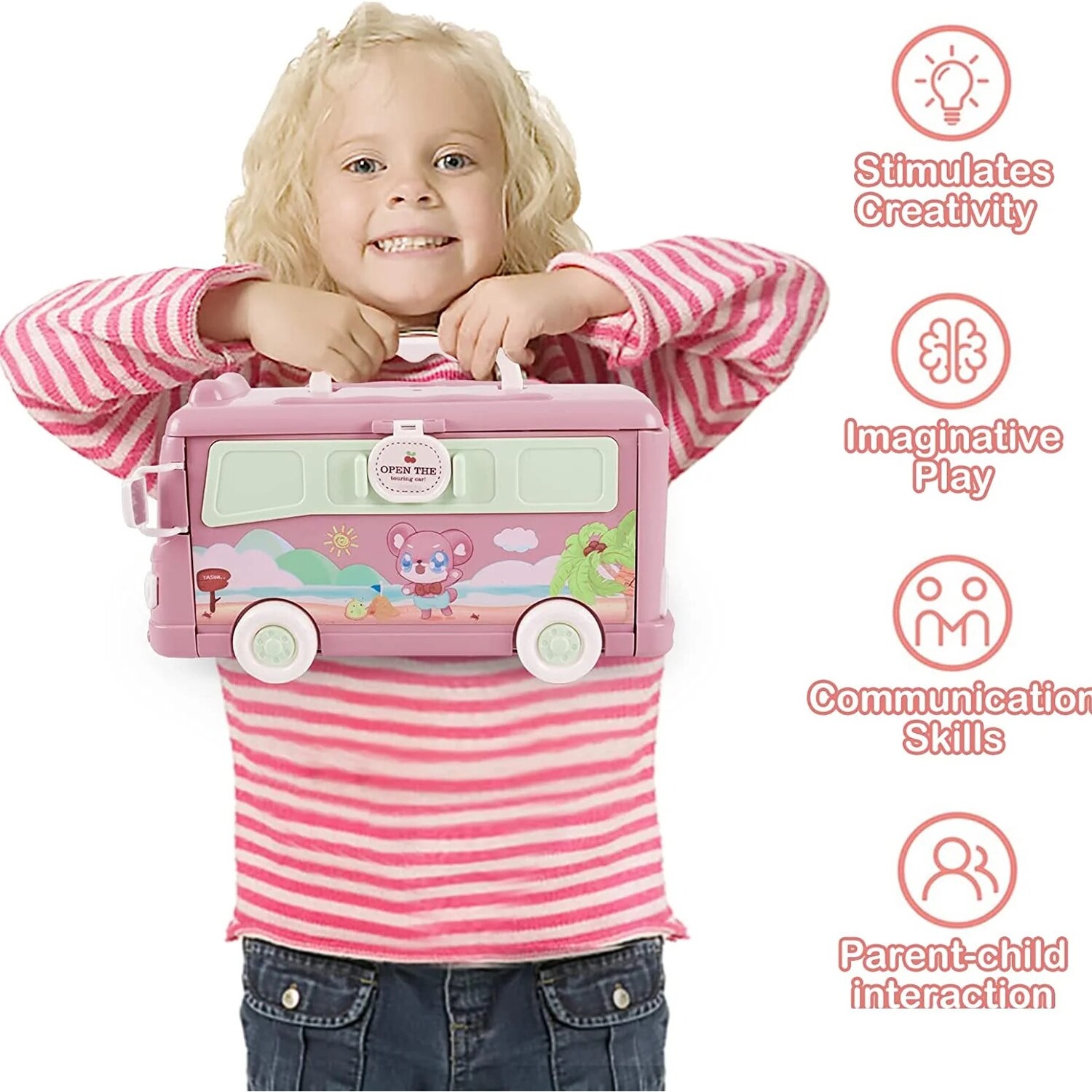 Portable Caravan Camper Bus Doll House Kitchen Playset with furniture