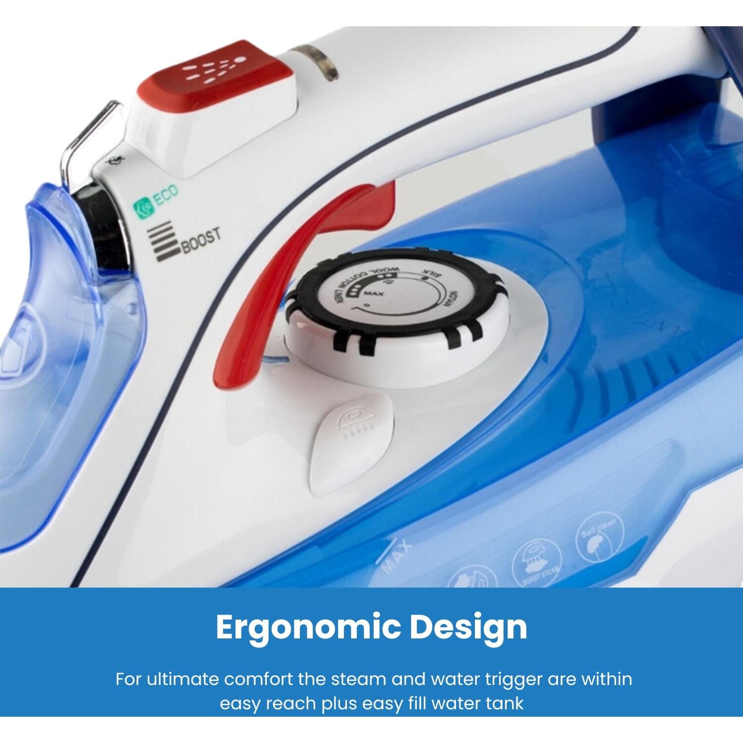 Pro SteamMax 3000W White and Blue Steam Iron