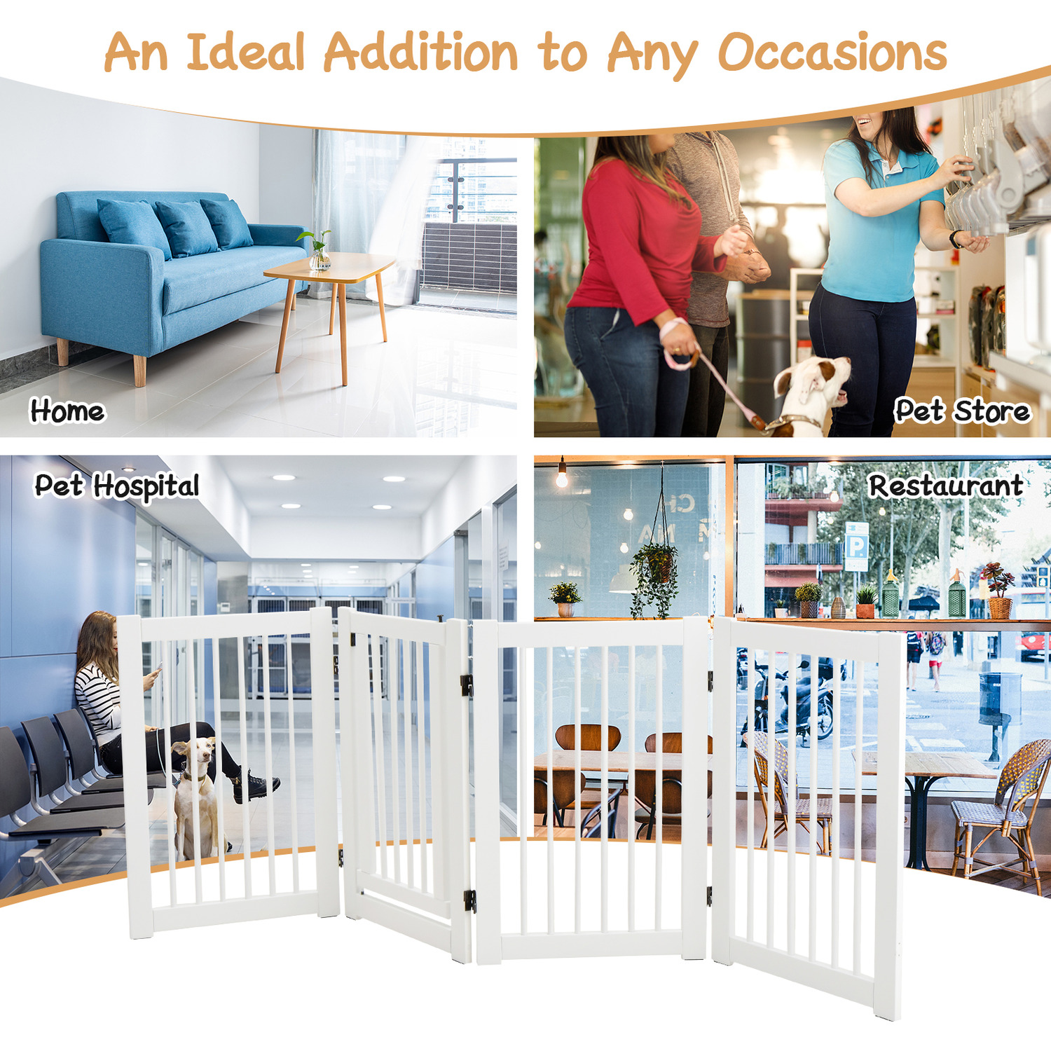 4 Panels Freestanding Pet Gate