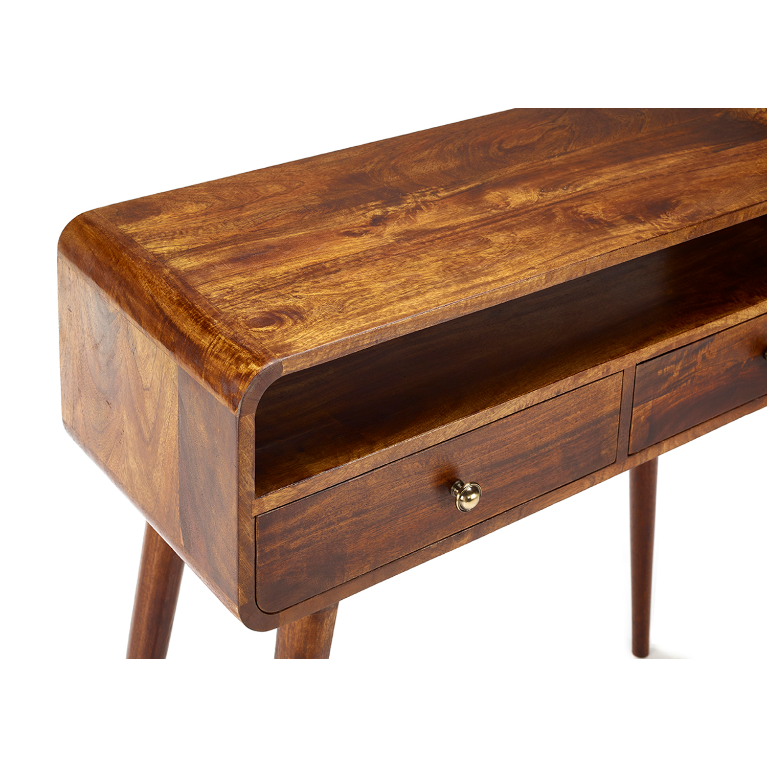 Dark Finish Two 2 Drawer Console Hall Telephone Table H90 x W90 x D36