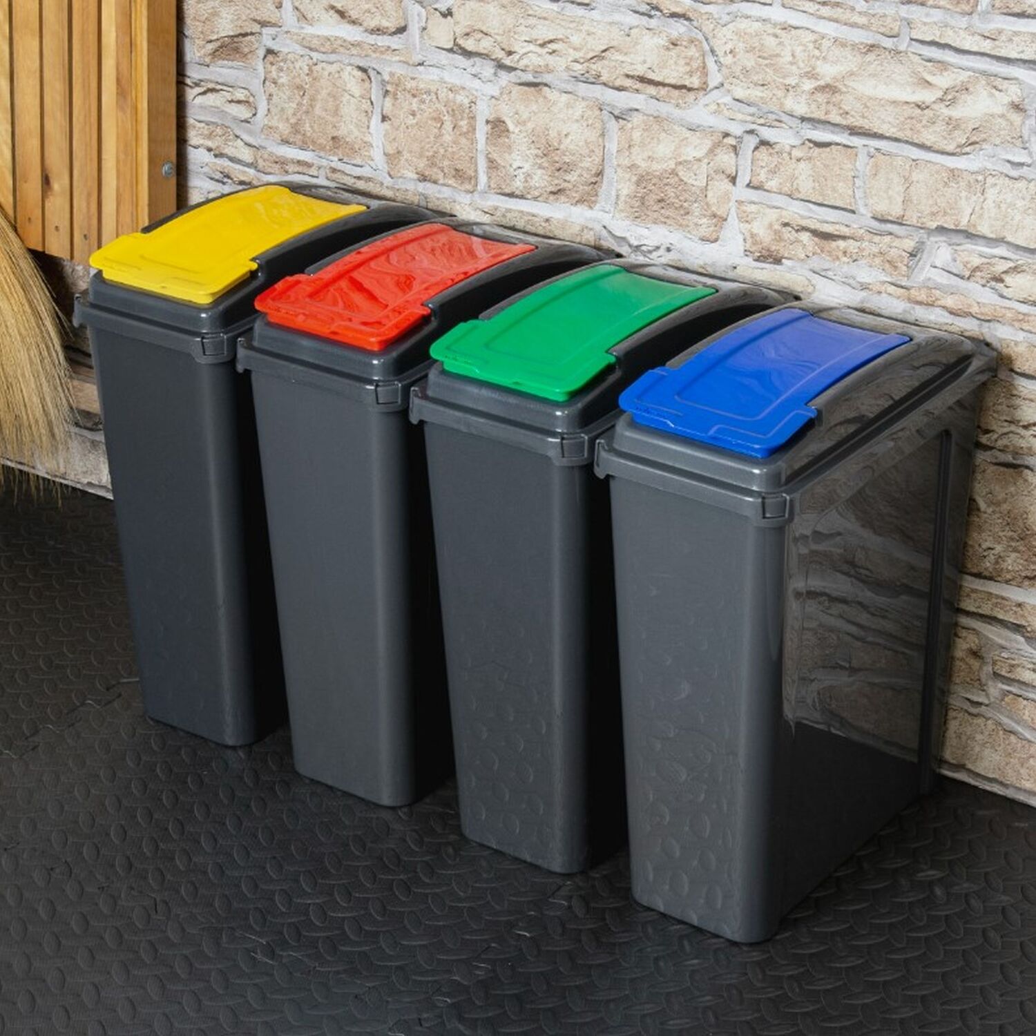 Red 25L Slimline Kitchen Bin Wham Recycling Rubbish Waste Dustbin Flip ...