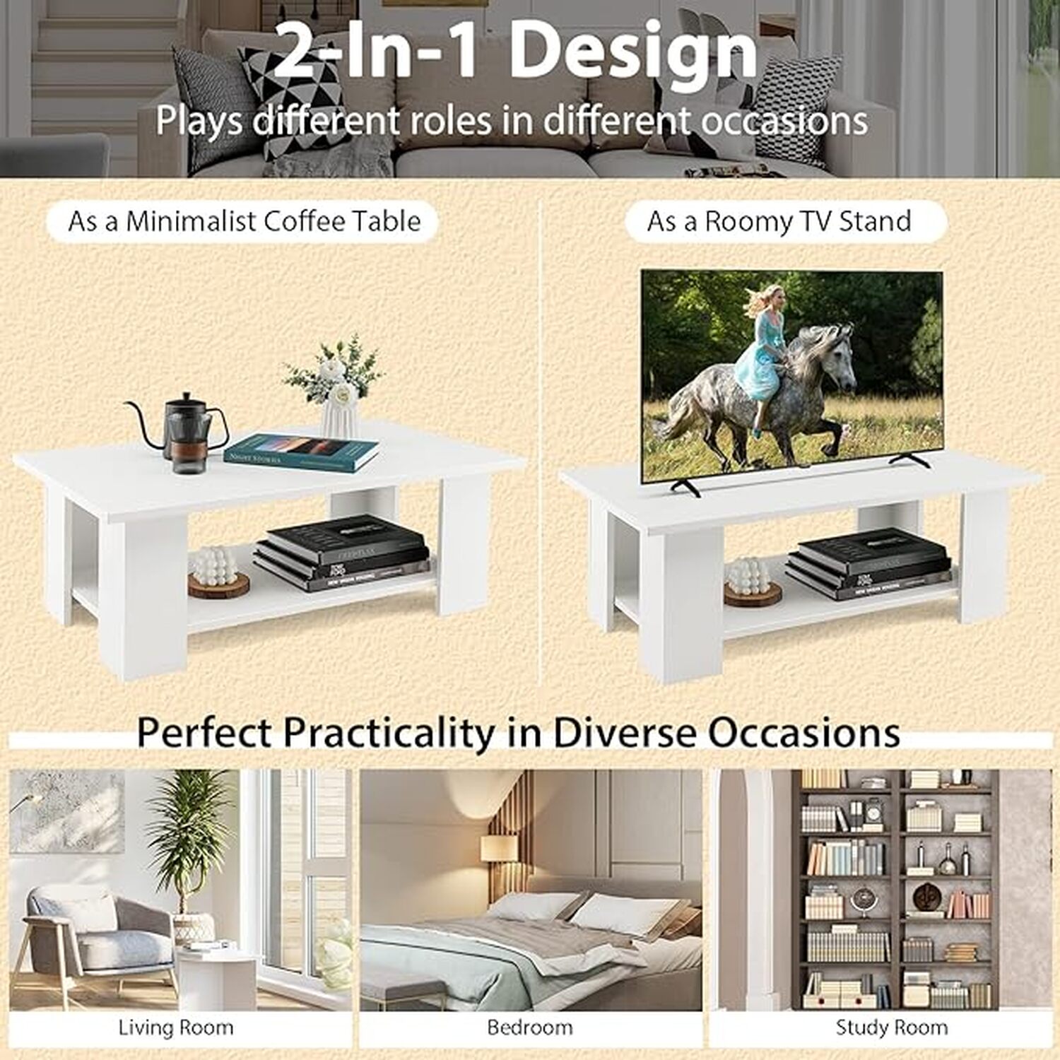 2-tier Modern Coffee Table Center Cocktail Table