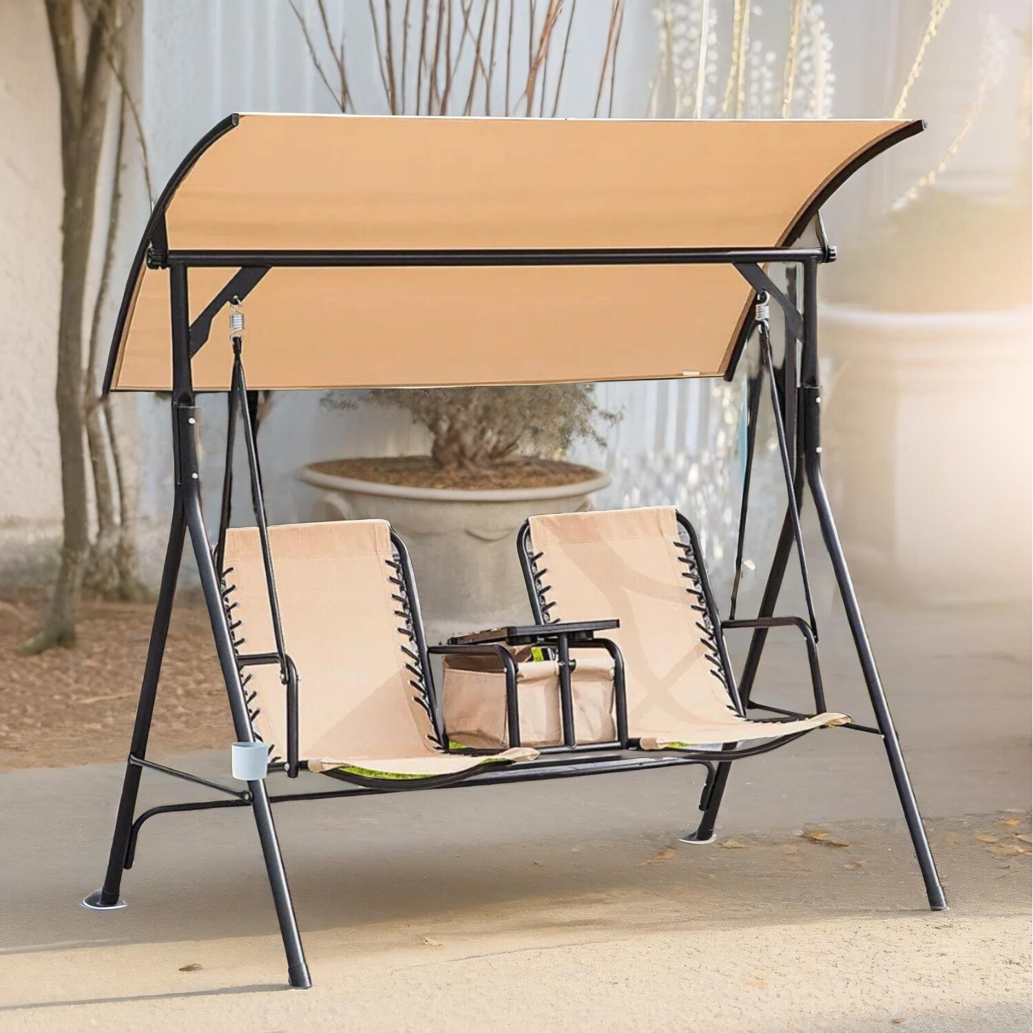 2 Seater Garden Swinging Chair With Pivot Table