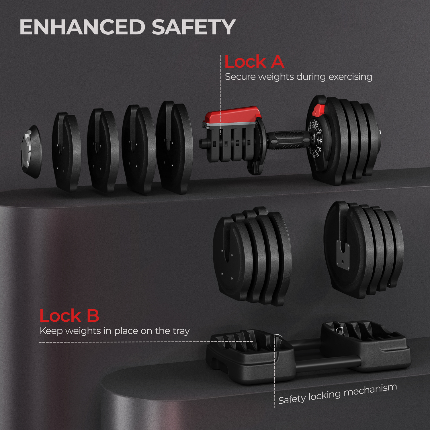 3 In 1 Quick Adjust Dumbbell Weight Set with Anti Slip Handle