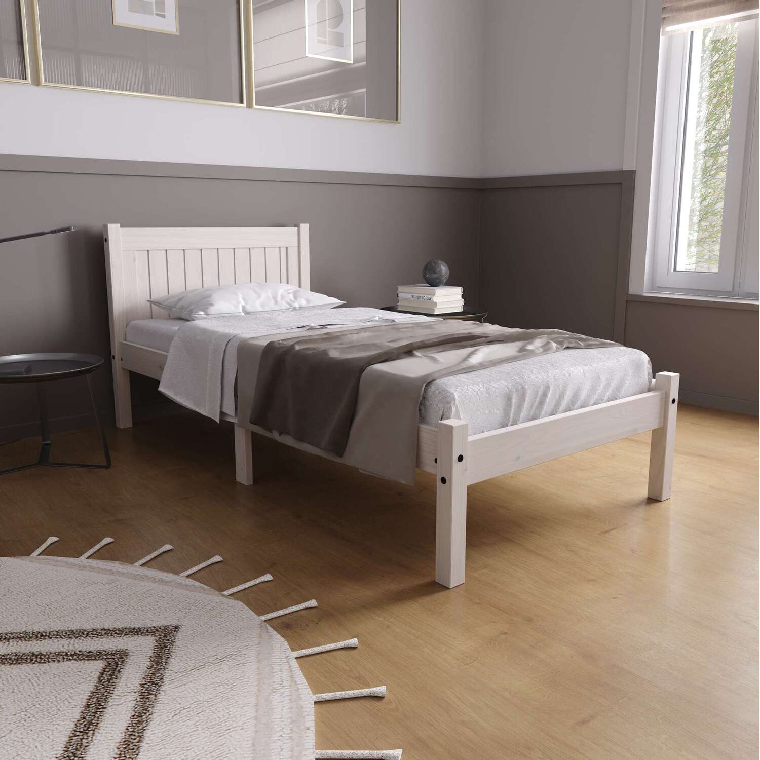 White Wood Bed Frame and Mattress Bundle Rio Air Sleepsoul