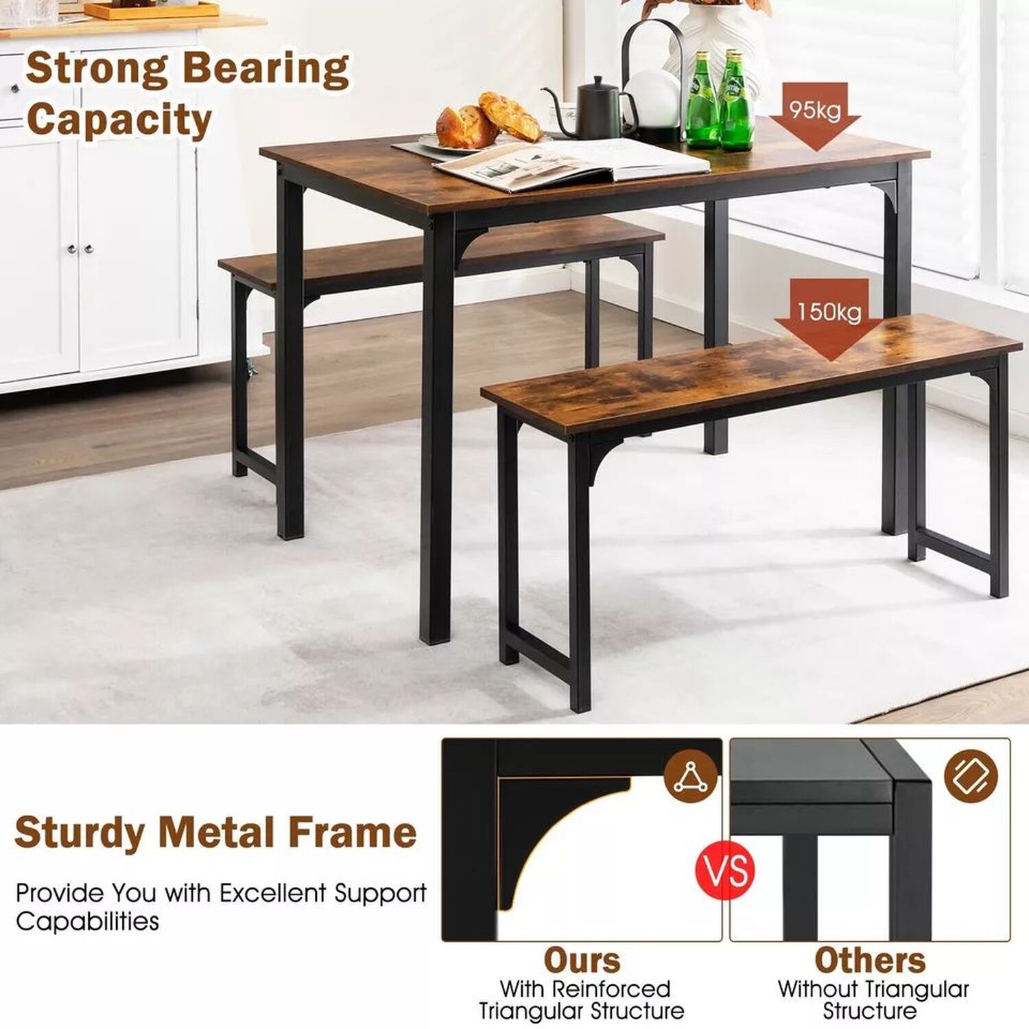 3 Piece Dining Table and Benches