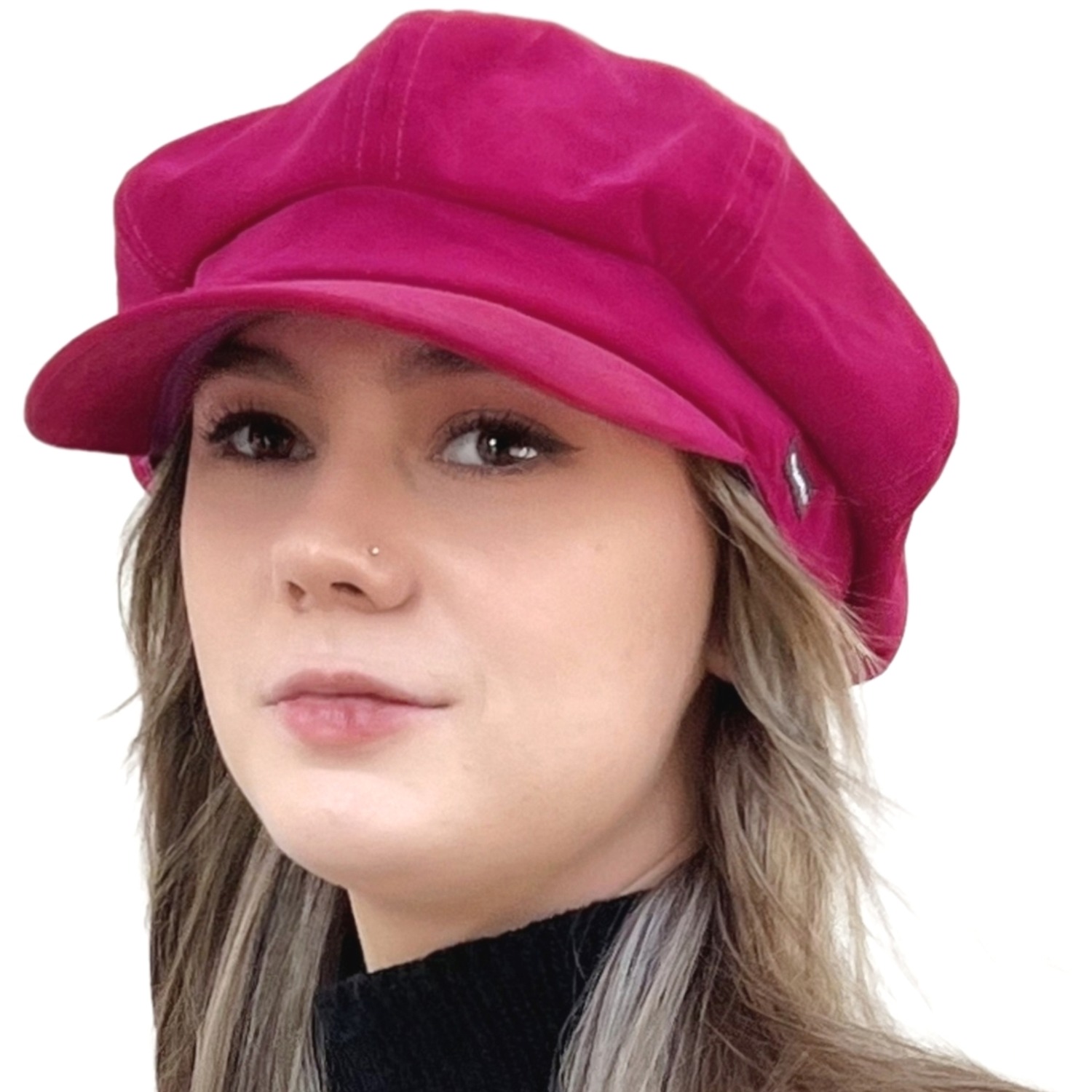 Baker Boy Hat Pink Velvet Newsboy Cap