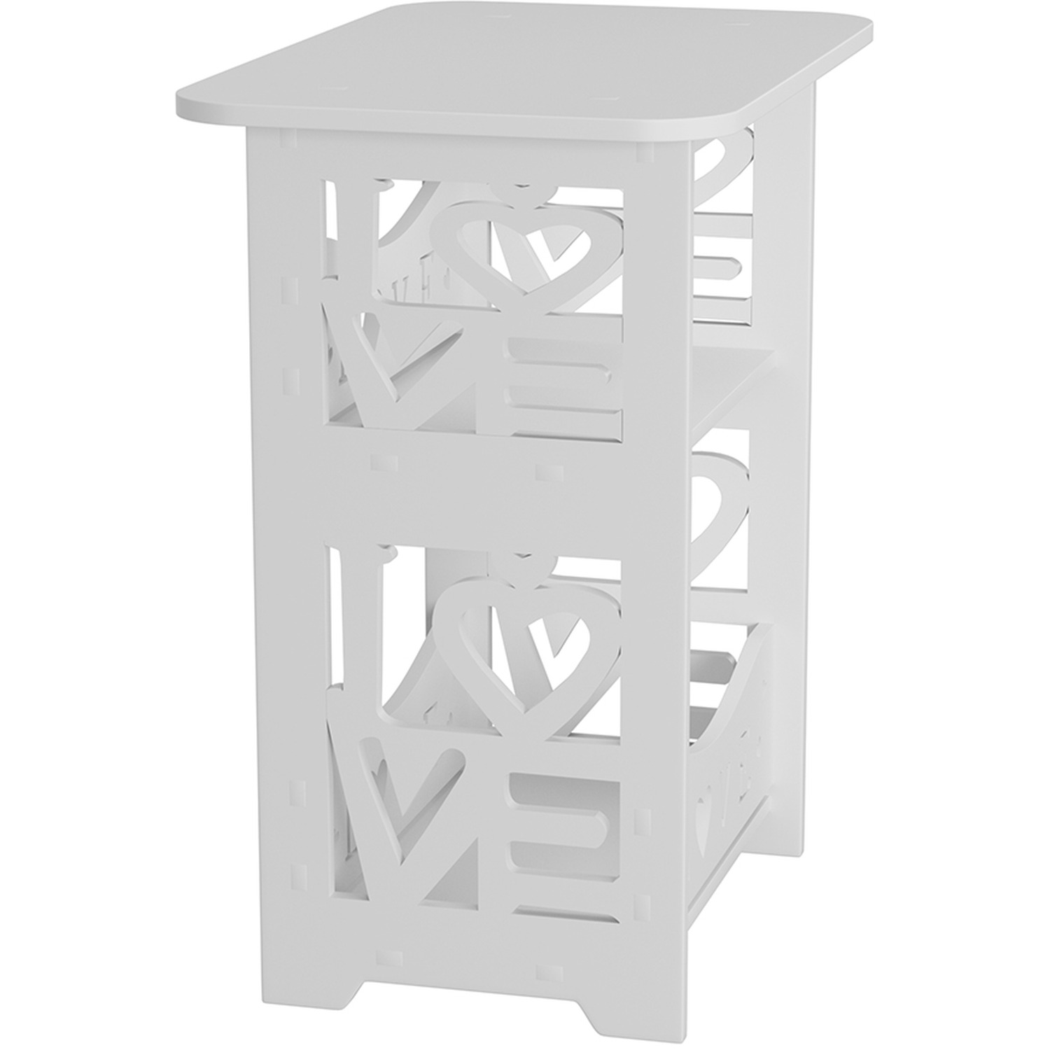 2-Tier PVC Side Table Small Nightstand for Bedroom