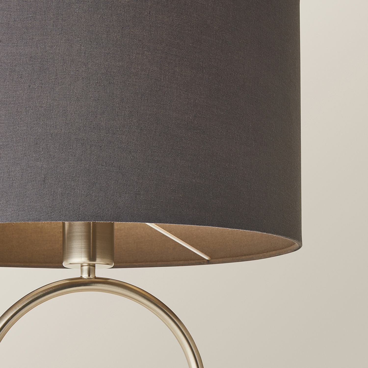 Antonia Brushed Chrome Oval Table Lamp with Drum Shade