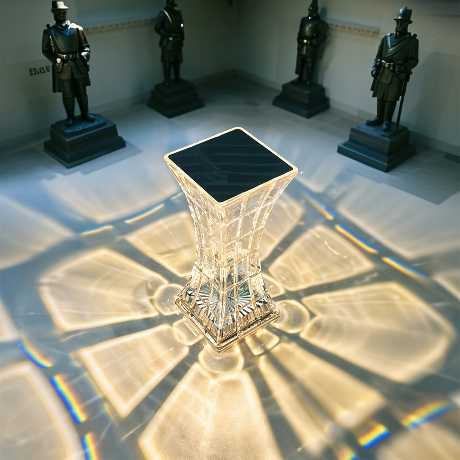 LED Table Lamp with Square Acrylic Hourglass Design