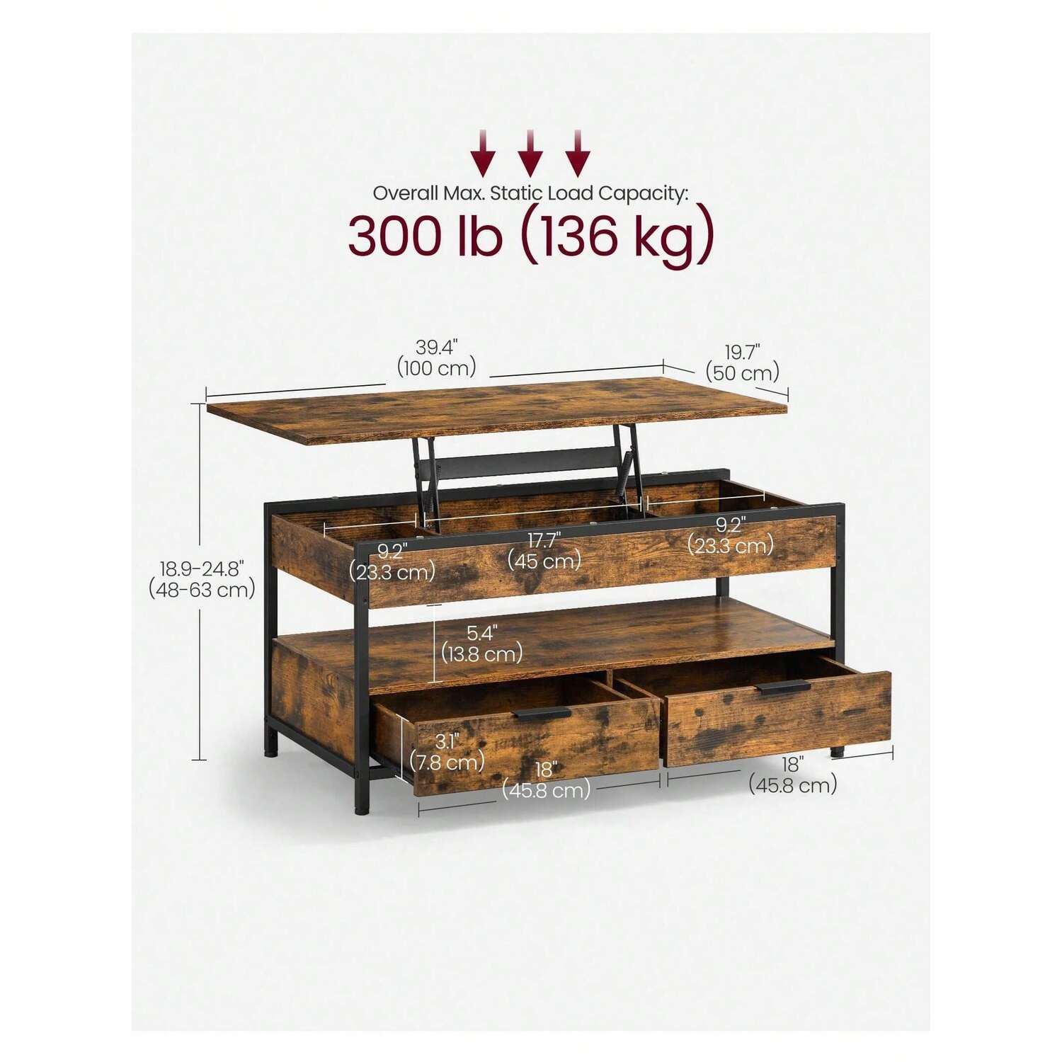 VASAGLE Lift-Top Coffee Table