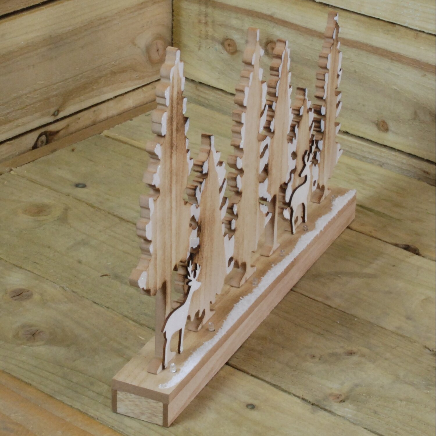 33 x 45cm Christmas Wooden Tree And Reindeer LED