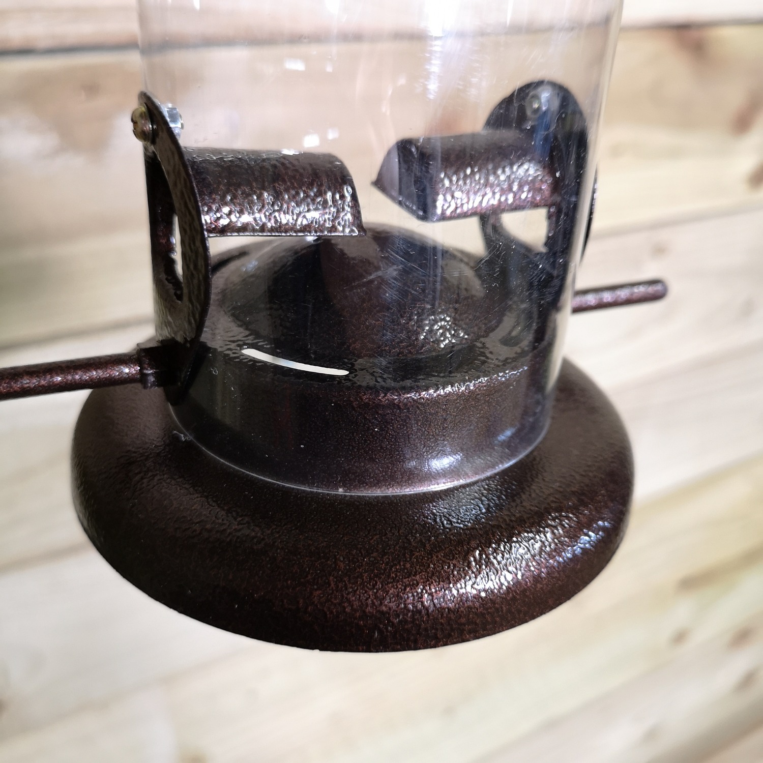 Heavy Duty Flick Top 6 Port Wild Bird Hanging Copper Effect Metal Seed ...