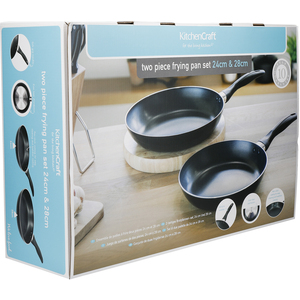 KitchenCraft Non-Stick Frying Pan Set in Gift Box, 28cm and 24cm