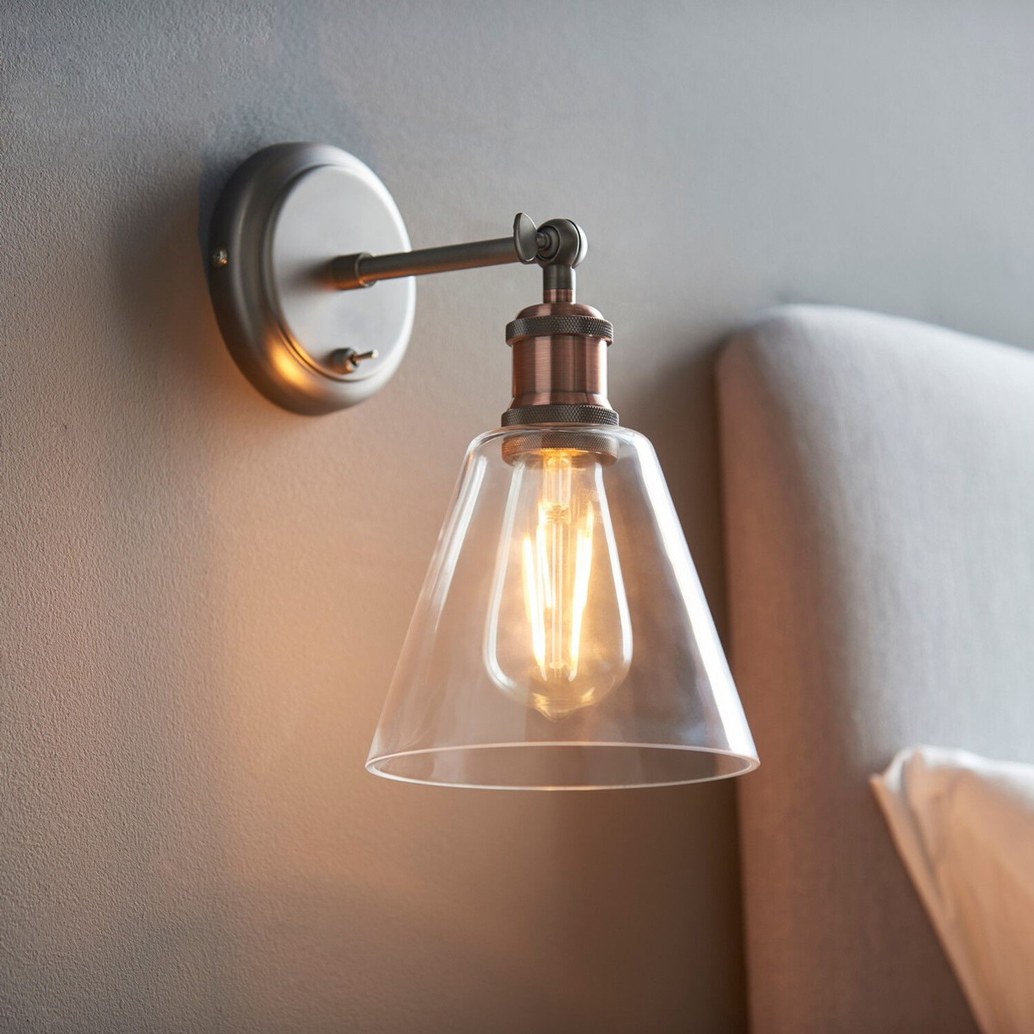 Hal Metal Wall Lamp Aged Pewter Aged Copper Plate