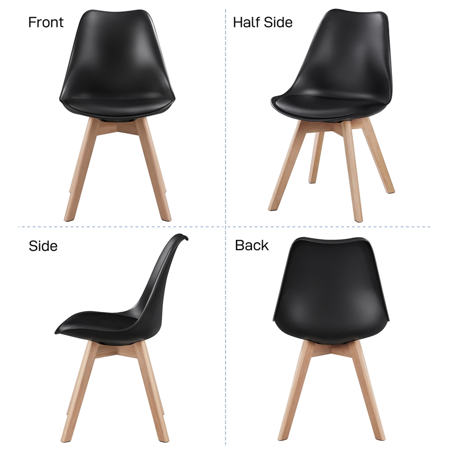 Pack of 4 Modern Soft Padded Dining Chairs