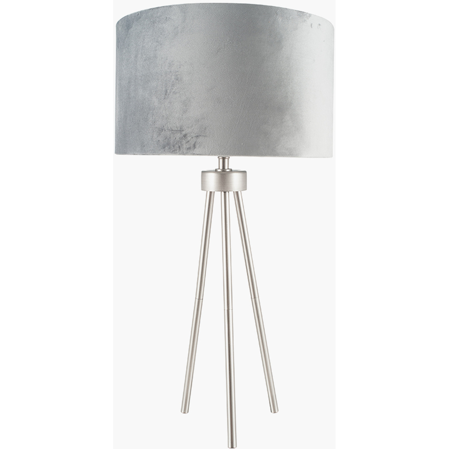 Elegant Brushed Silver Metal Tripod Table Lamp