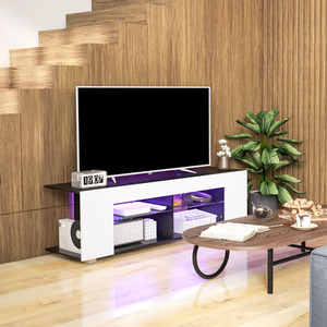 HOMCOM 145cm TV Unit with Glass Shelves