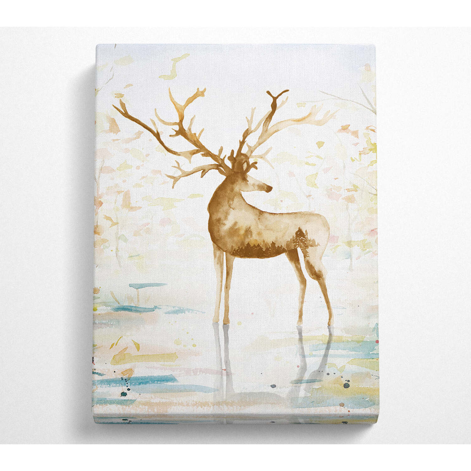Brown Stag Watercolour Canvas Print