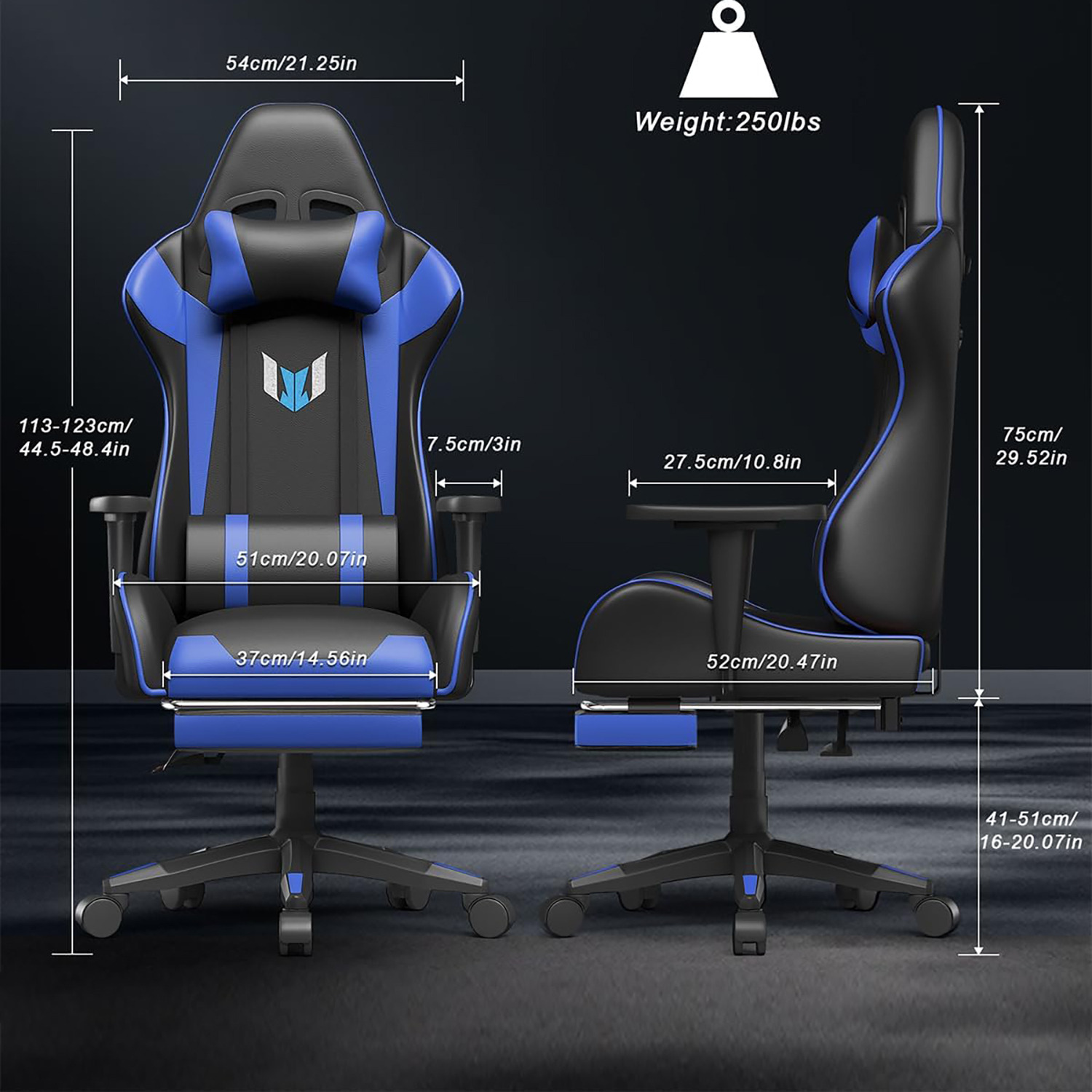 Swivel Gaming Chair with Footrest and Reclining Backrest