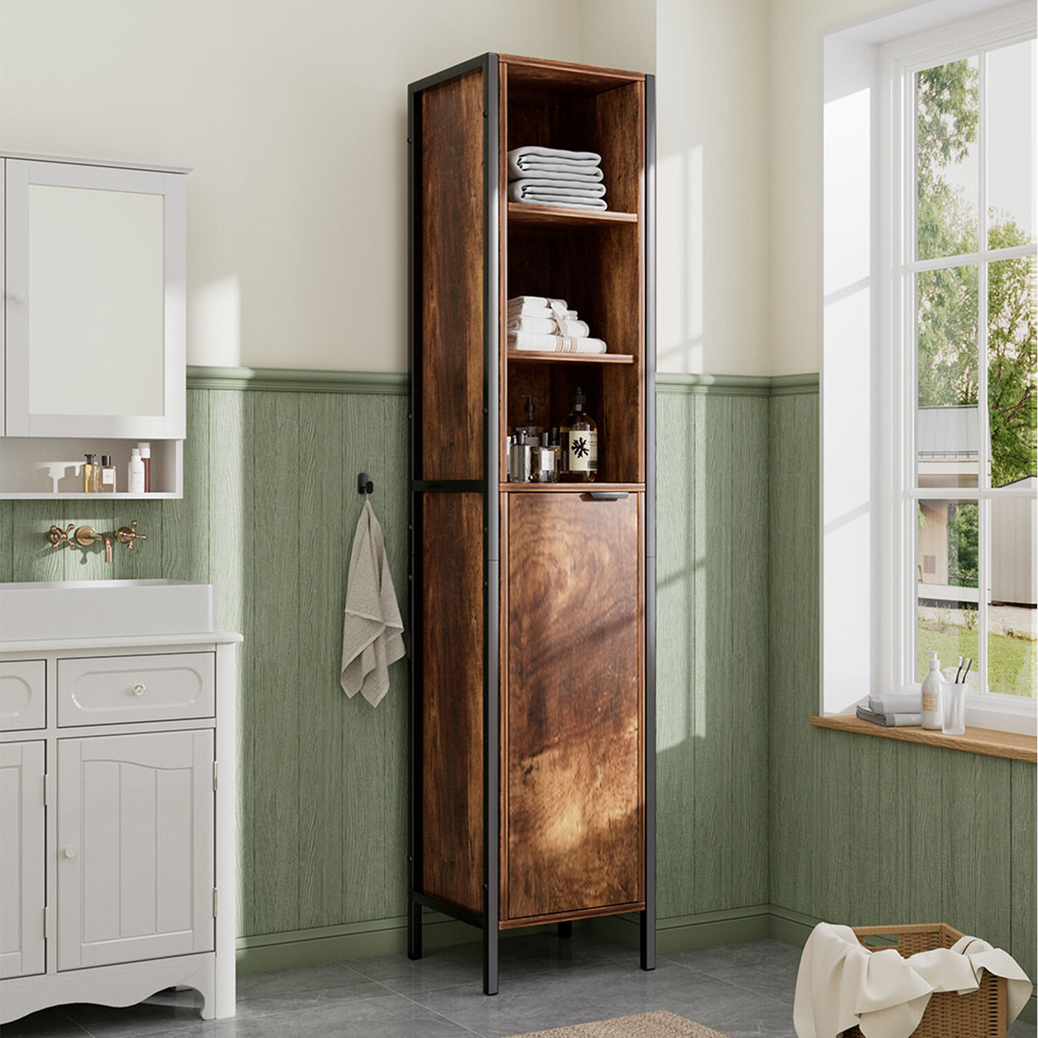 5-Tier Metal Frame Bathroom Cabinet