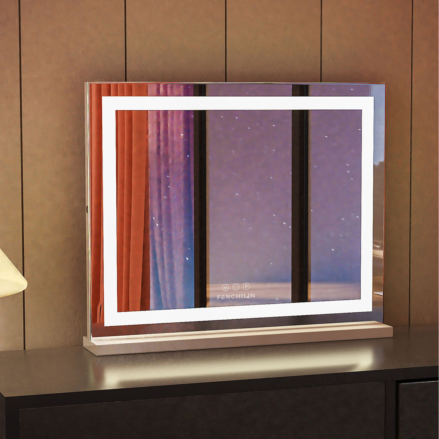 FENCHILIN Hollywood Vanity Mirror with Strip Lights Table Wall-Mounted