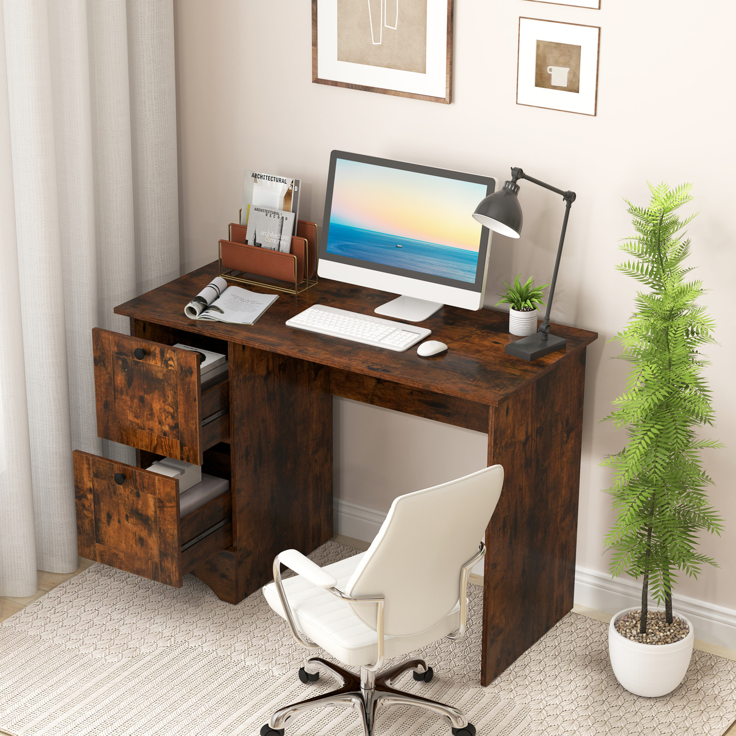Computer Desk with 2 Drawers