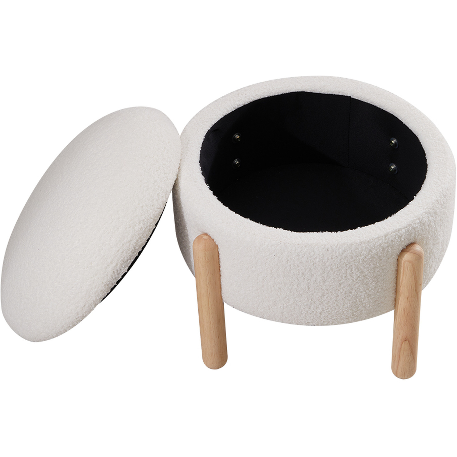 Round Upholstered Storage Ottoman