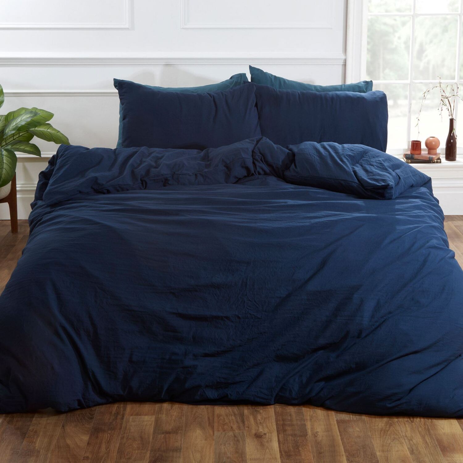 Brentfords Washed Linen Look Duvet Cover Set with Pillowcases