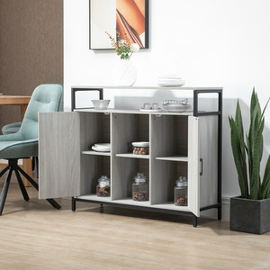 HOMCOM Modern Sideboard, Steel Frame Storage Cabinet with 2 Doors