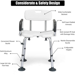 Height Adjustable Non-Slip Shower Seat