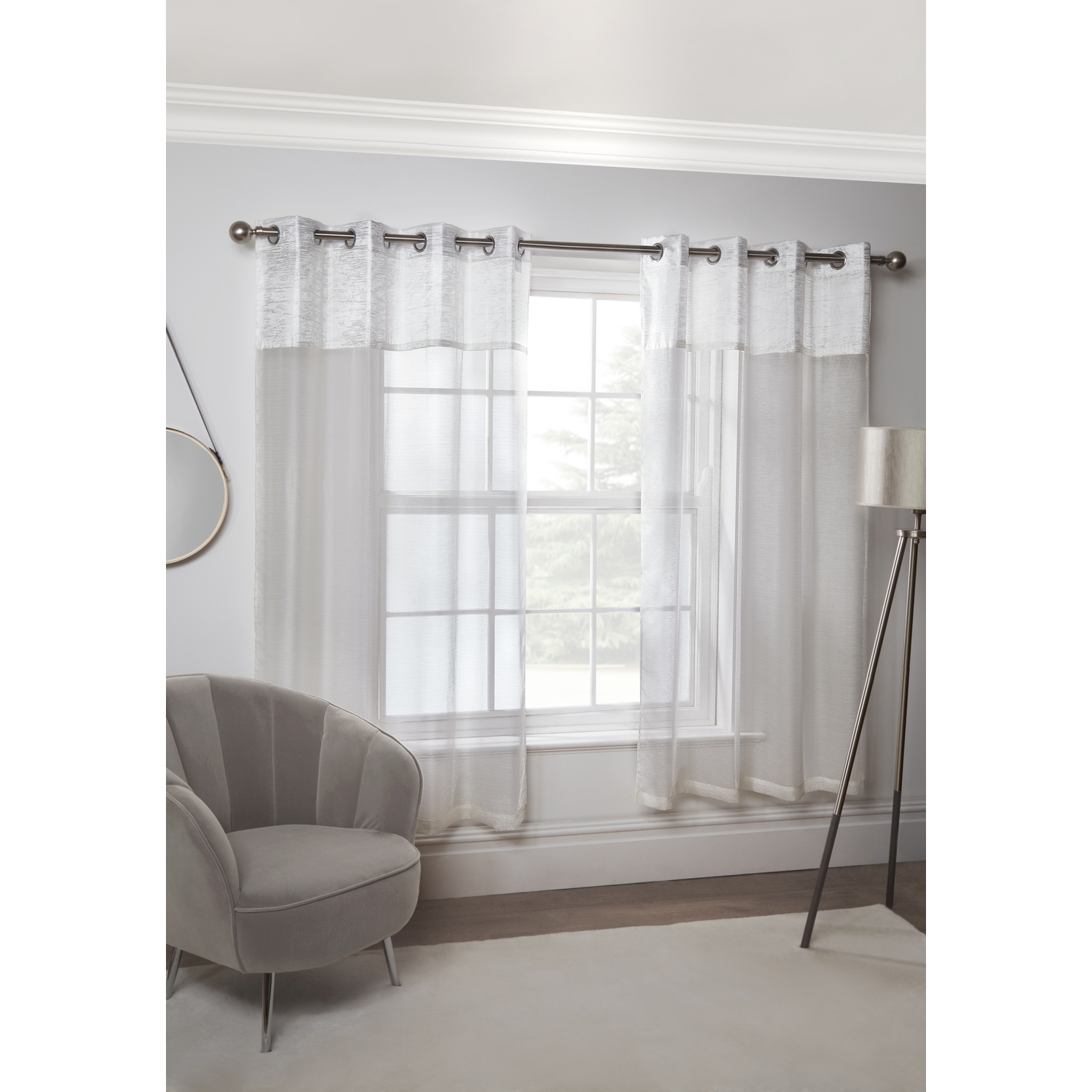 Crushed Velvet Eyelet Voile Curtains
