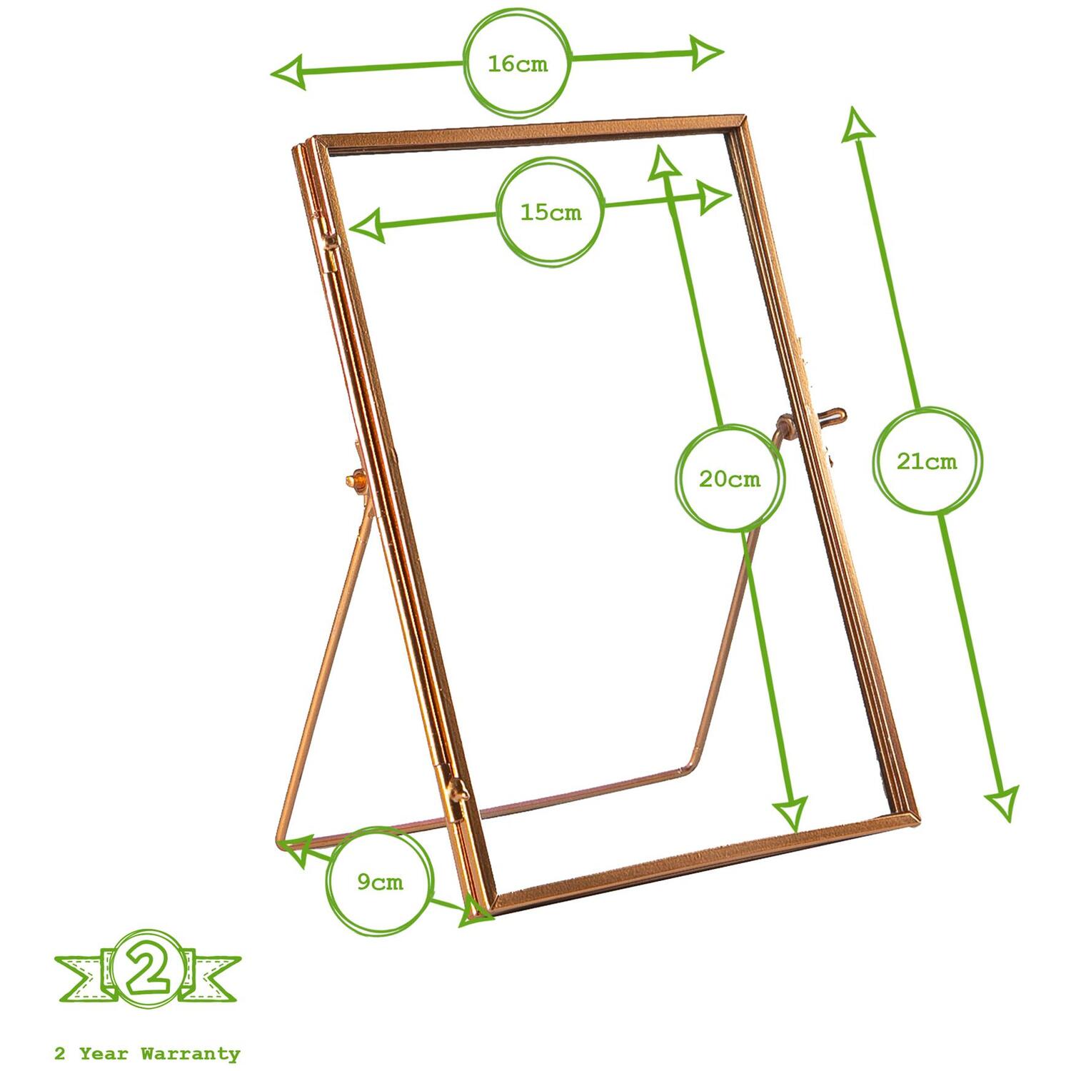6x8" Standing Metal Photo Frame Rose Gold