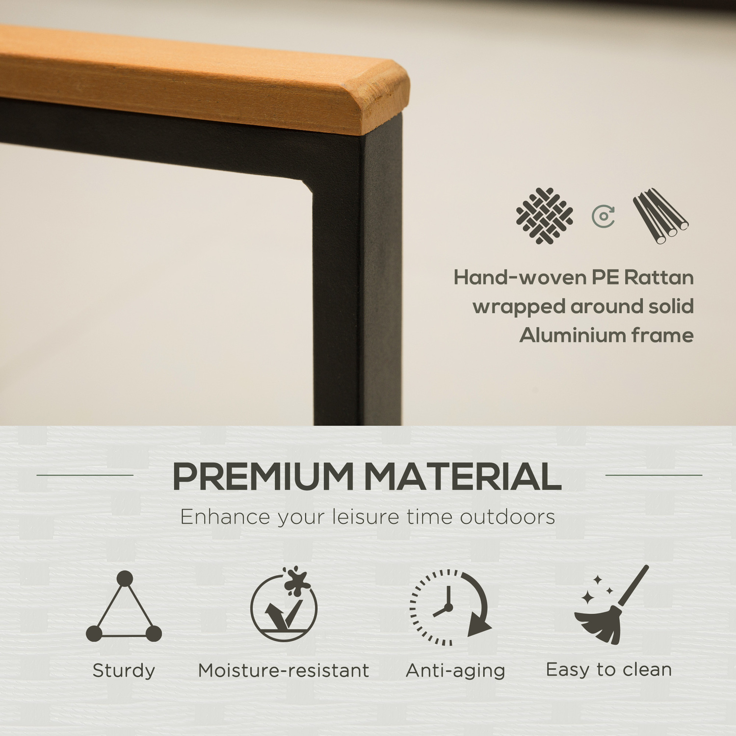Outsunny 4 Piece Minimal Look PE Rattan Set